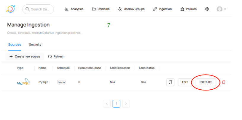 Ingest MySQL metadata on Datahub