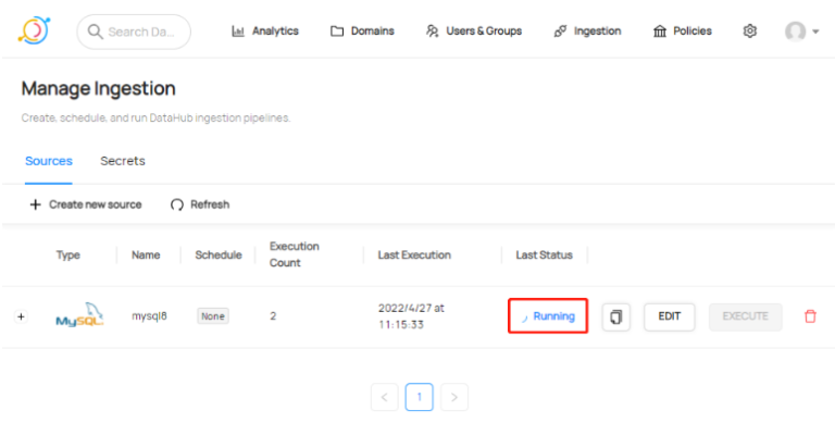 Ingest MySQL metadata on Datahub