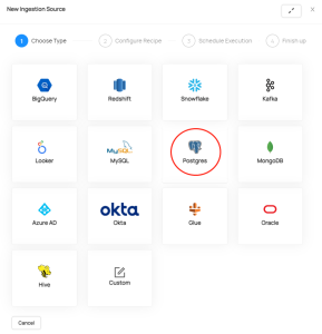 Ingest PostgreSQL metadata on Datahub